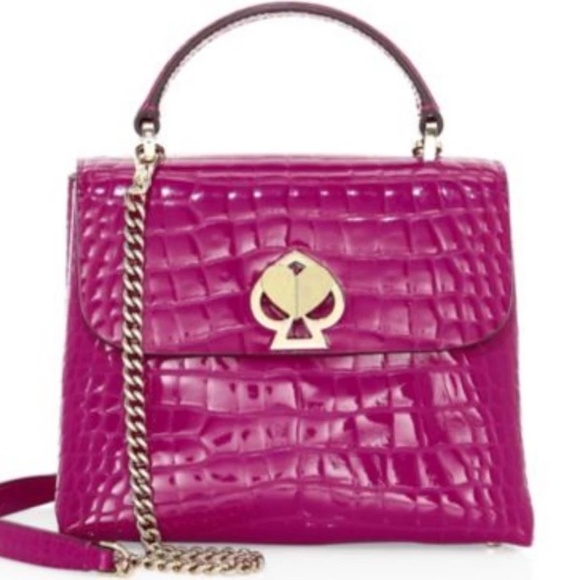 Bags | Nwt Kate Spade Romy Small Berry Blitz Crocodileembossed Patent ...